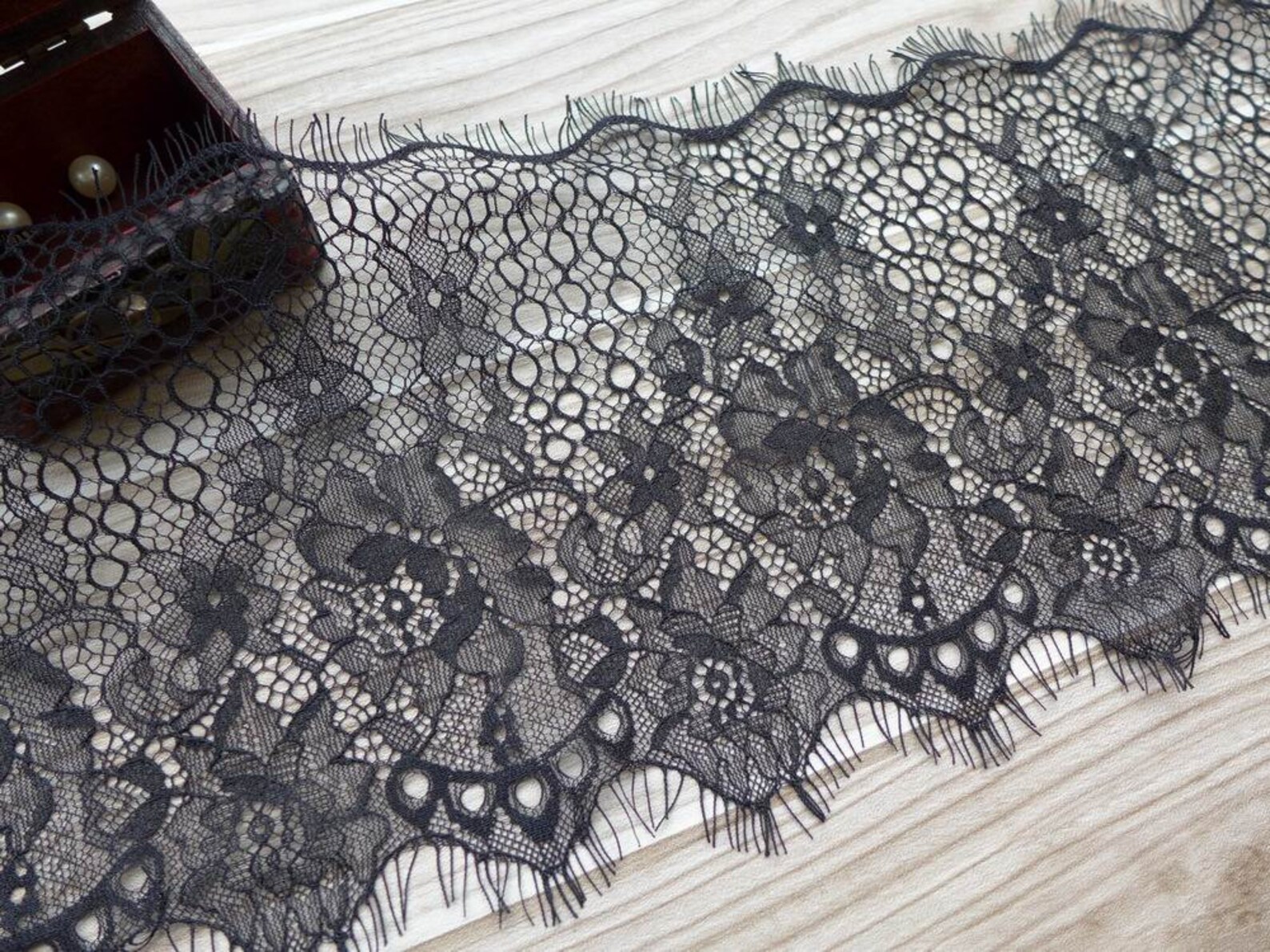 CHANTILLY French Lace in Black for Weddings, Shawls, Lace Cuffs ...