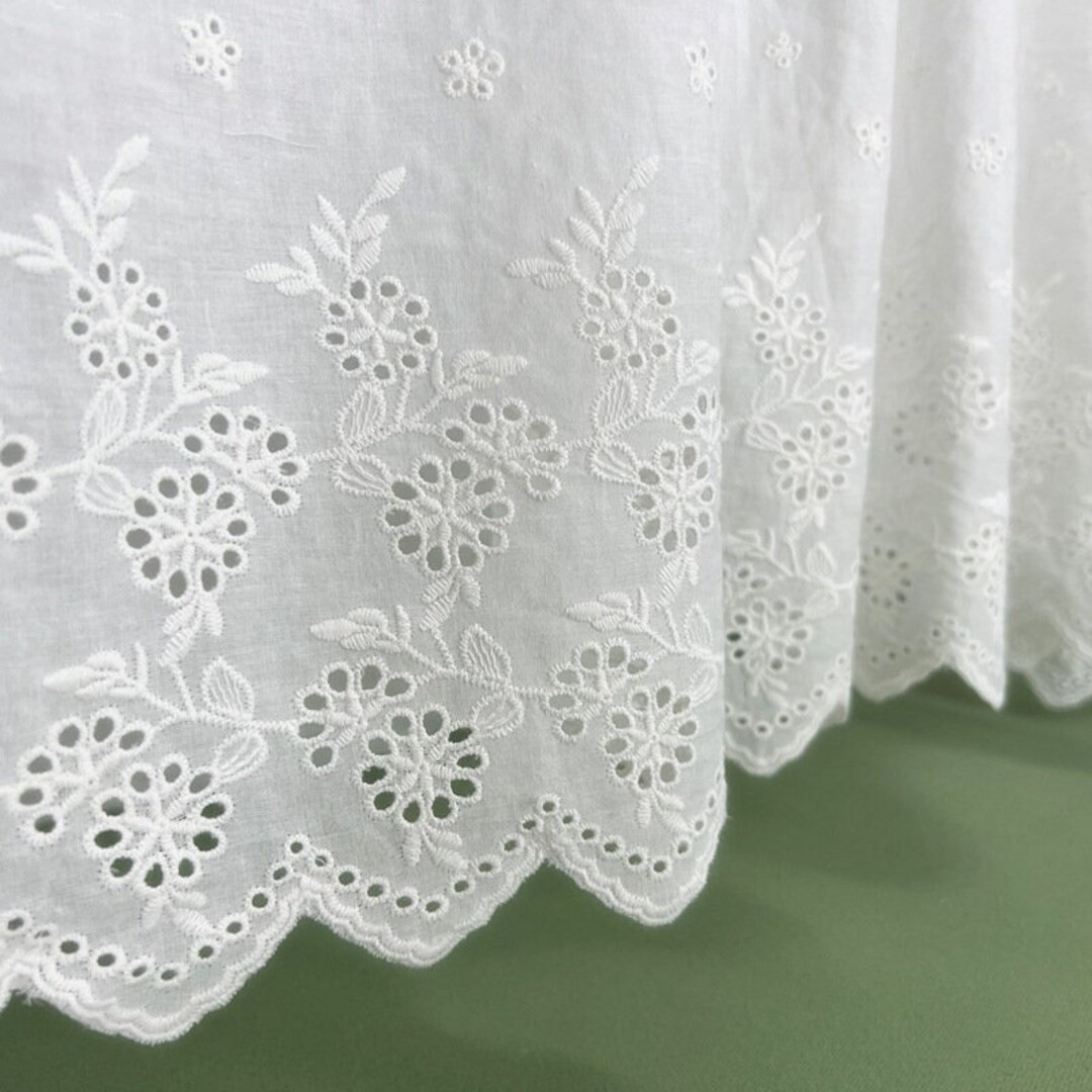 Embroidery Eyelets Cotton Fabric in off White, Delicate Petals, Water ...