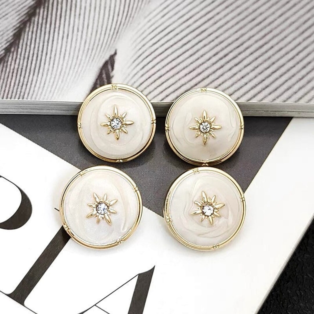 50 Pcs Round Shank Buttons, Crystal Astral Buttons, Gold Edge Button ...
