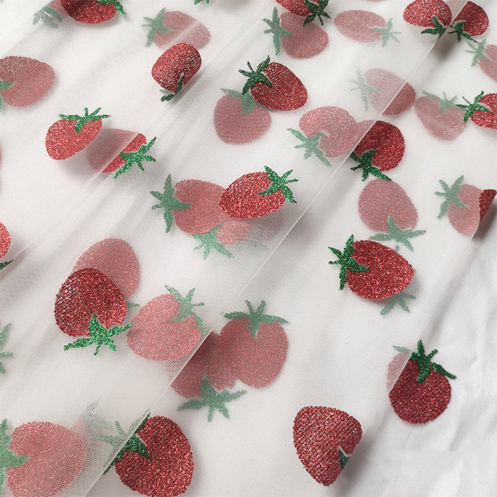 Glitter Strawberry Lace Fabric, Sparkle Lace Fabric, Chic Lace Fabric ...