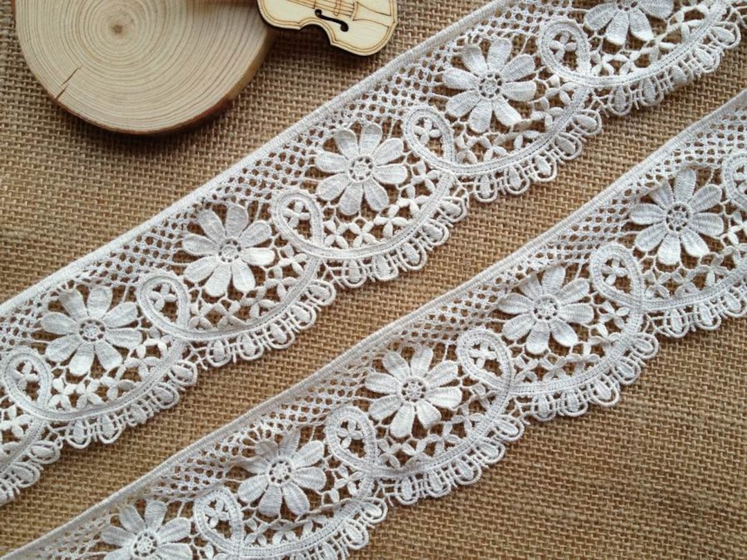 Lovely Beige Floral Cotton Lace Trim for Scrapbooking and Crafts 2.16 ...