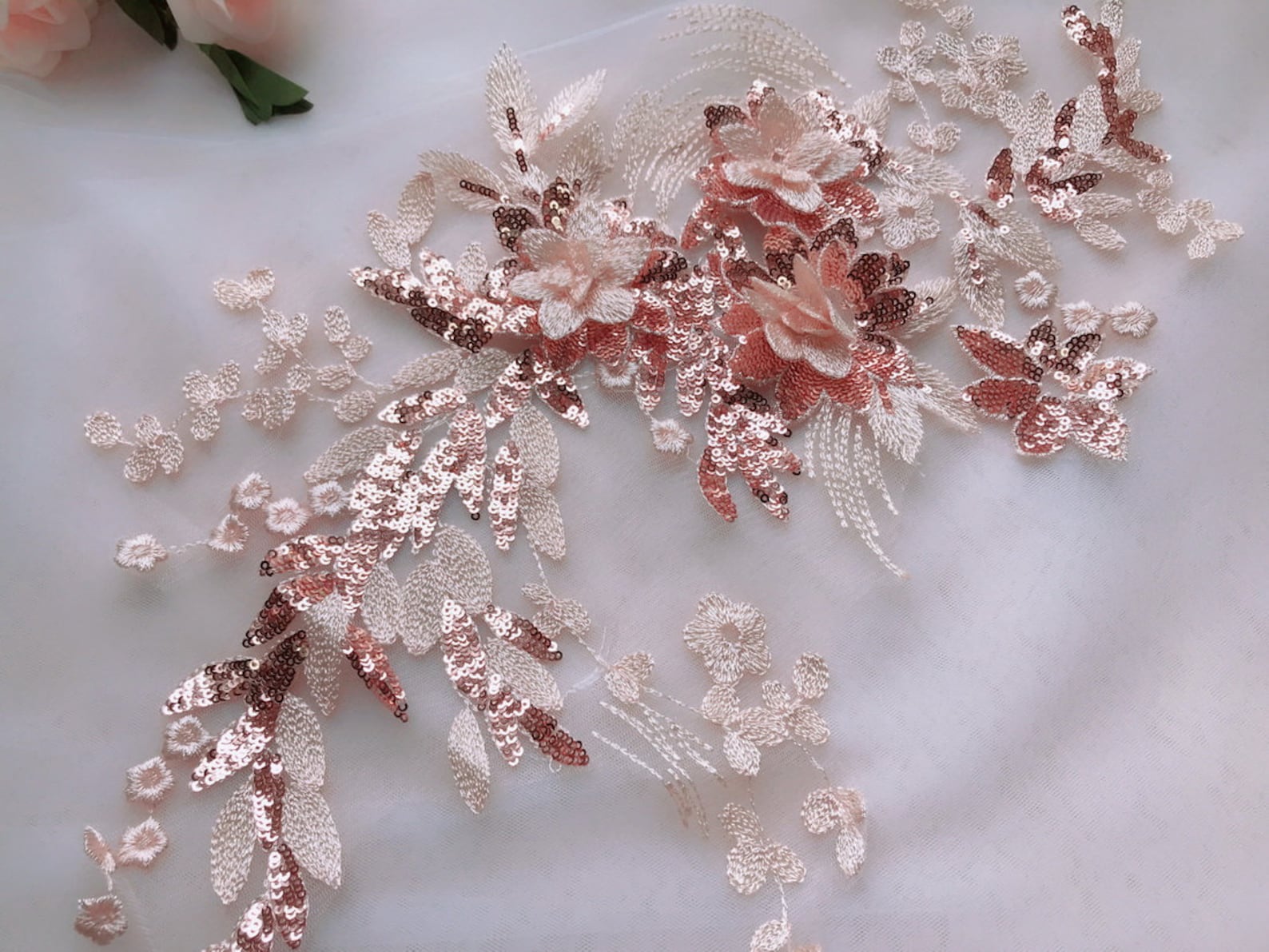 Sparkle Sequins Overlay Lace Applique in Champagne Triple | Etsy