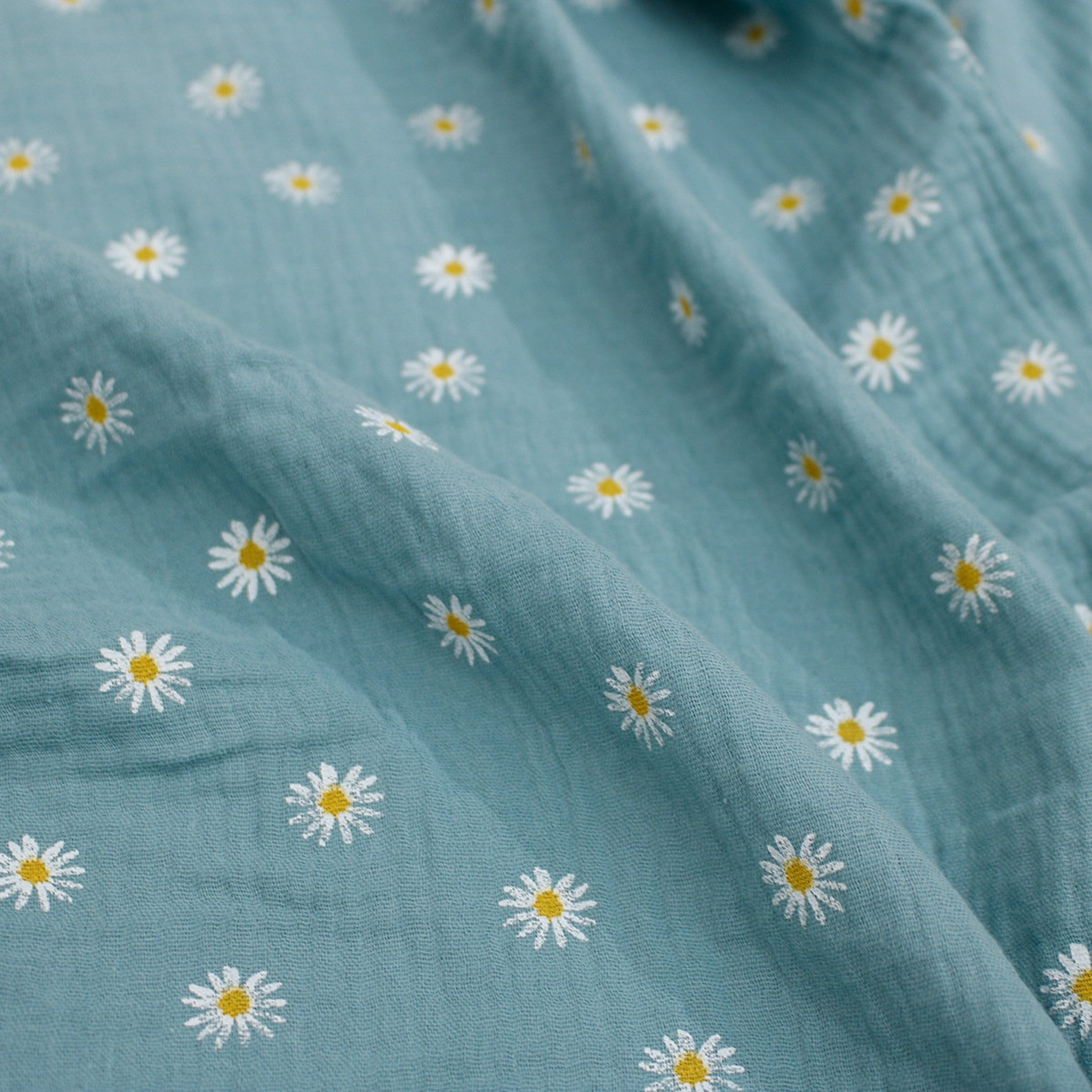 Muslin Calico Daisy Flowers Cotton Fabric Breathable Fabric - Etsy
