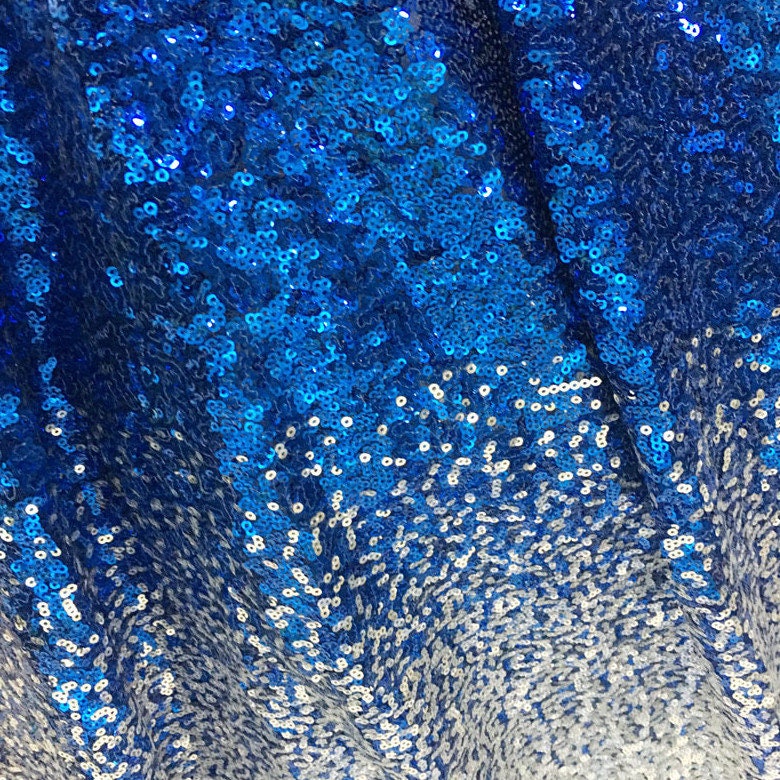 Royal Blue and Silver Sequins Ombre Lace Fabric, Paillette Sequin ...