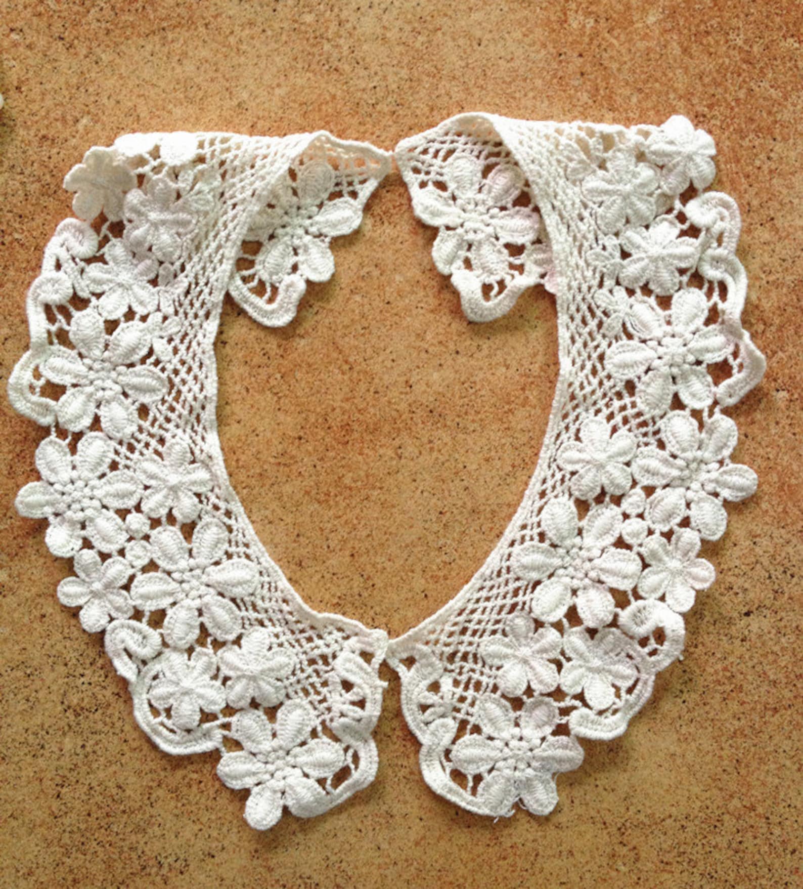 Cotton Collar, Beige Daisy Flower Collar, Collar Appliques, 1 Pair - Etsy