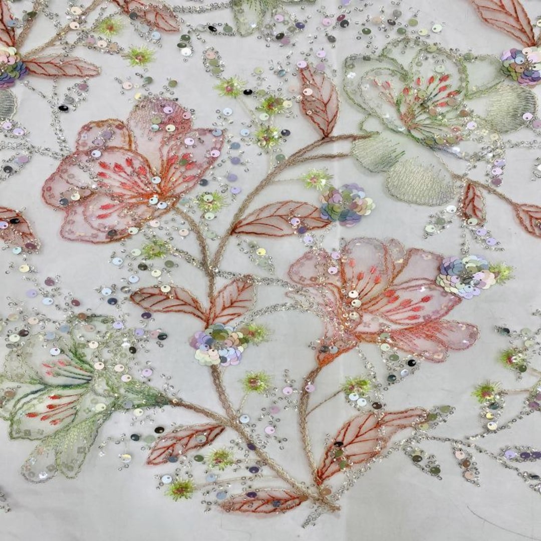 Gorgeous Multi-colors Heavily Sequined Embroidery Lace Fabric, Thread ...