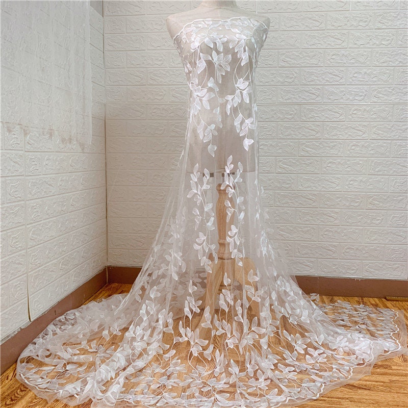 Stunning Leaf Overlay Tulle Fabric Embroidery Lace Fabric for | Etsy ...