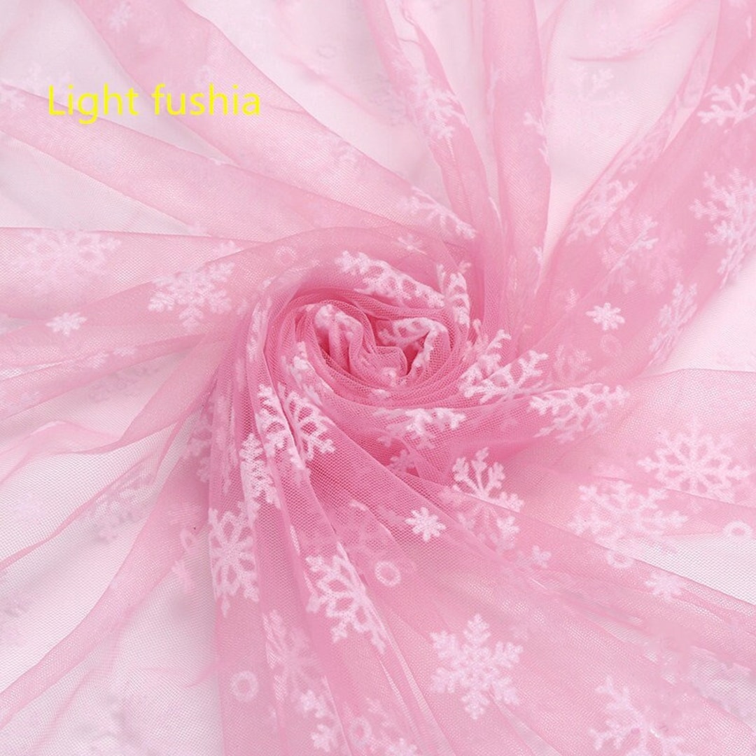 Frozen Snowflake Tulle Lace Fabric, Flocking Snowflake Mesh Lace for ...