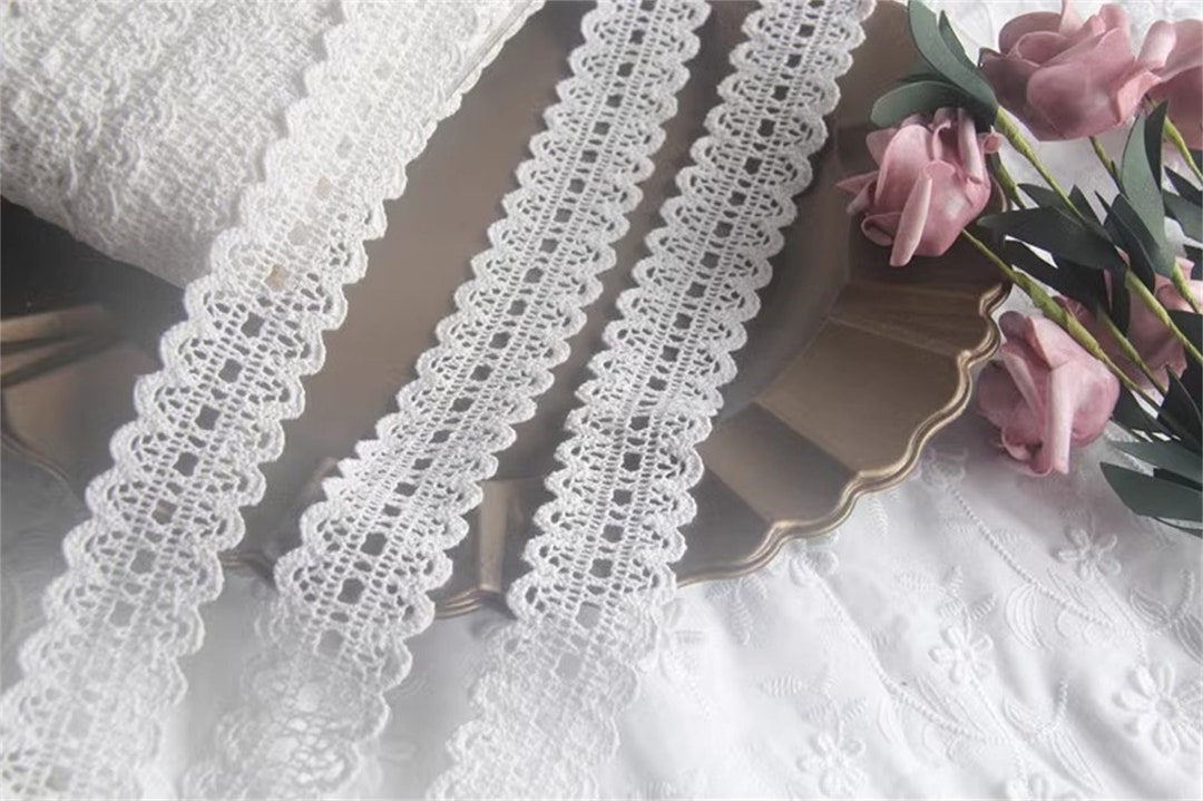 Vintage Scallop Cotton Lace Trim, Insert Hollow Cotton Lace Trim for ...