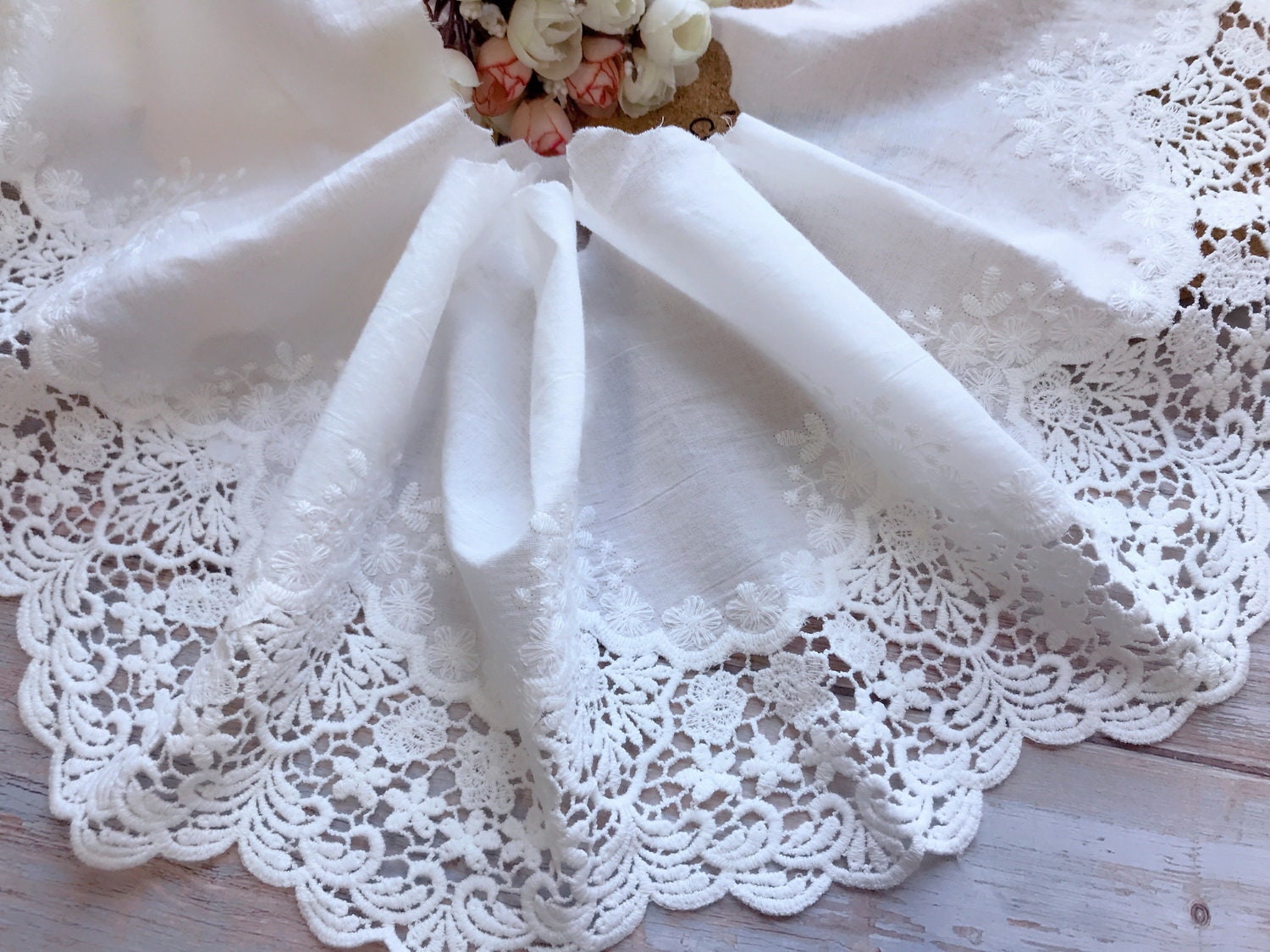 Graceful Cotton Trim Elegant Flower Pattern Borders Trim in - Etsy UK