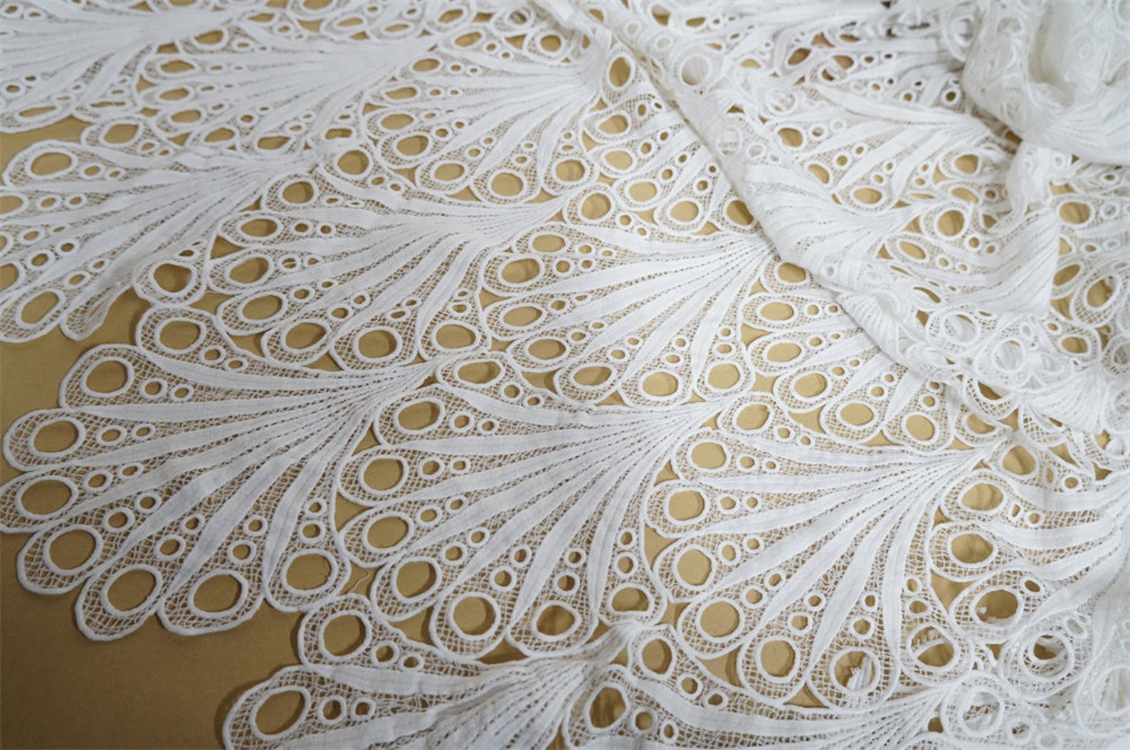 Vintage Style Guipure Lace Fabric Hollow Scallop Pattern - Etsy