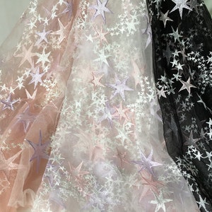 Star Pattern Fabric, Embroidered Tulle Fabric, Illusion Gowns Lace ...