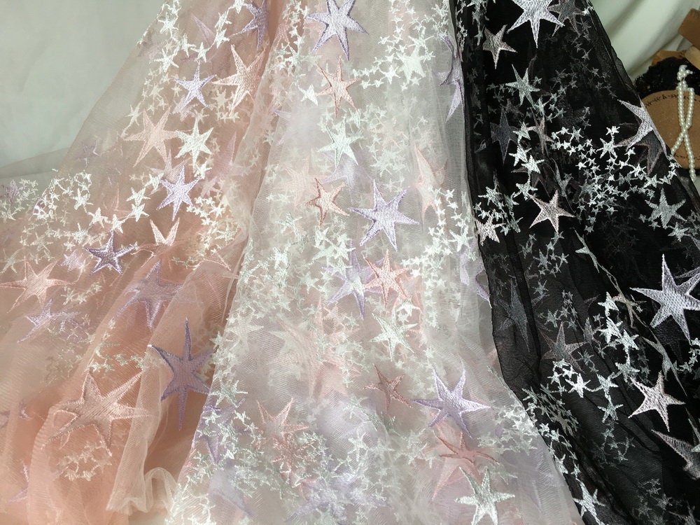 Star Pattern Fabric Embroidered Tulle Fabric Illusion Gowns | Etsy