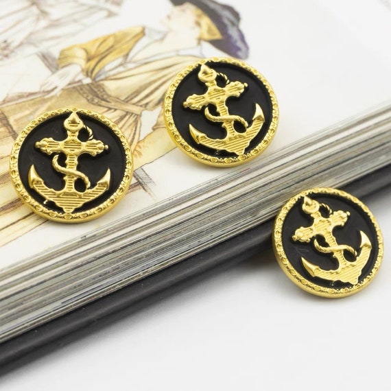 50 Pcs Golden Carved Anchor Pattern Shank Buttons Round - Etsy
