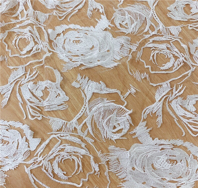 Embroidery Rose Floral Lace Fabric Delicate Floral Overlay - Etsy