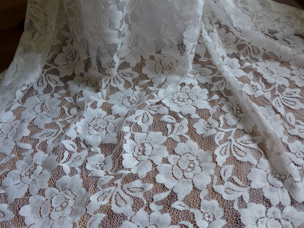 Off White Rose Fabric 4 Ways Stretch Floral Fabric Romantic | Etsy