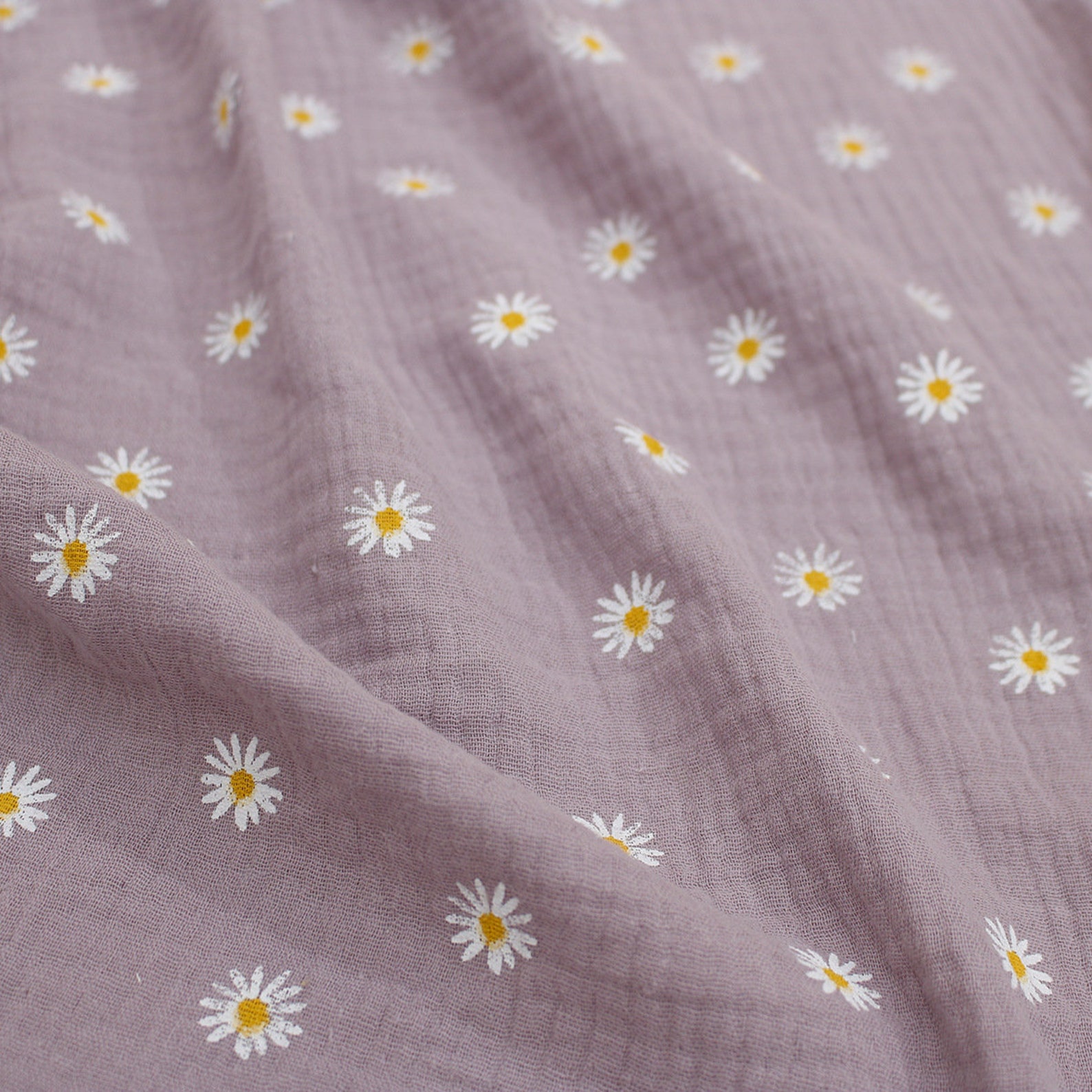 Muslin Calico Daisy Flowers Cotton Fabric Breathable Fabric | Etsy