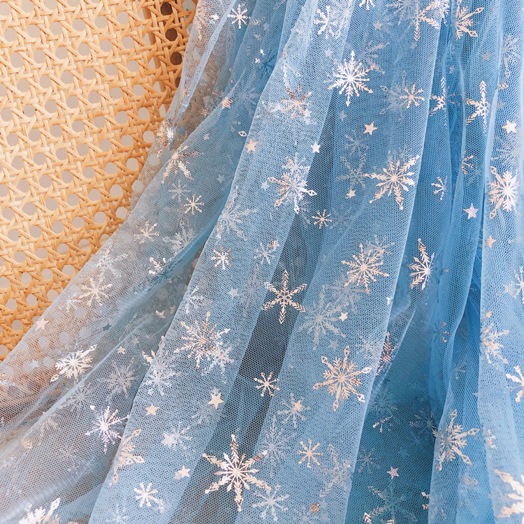 Frozen Print Silver Snowflake Tulle Lace Fabric Sheer Mesh | Etsy