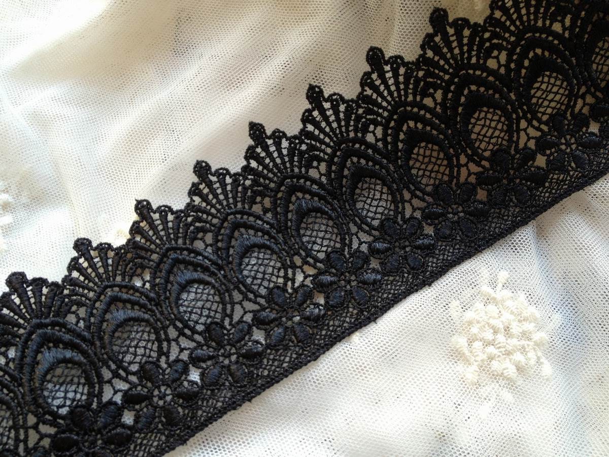 Black Lace Fabric Trim Venice Lace With Peacock Design - Etsy