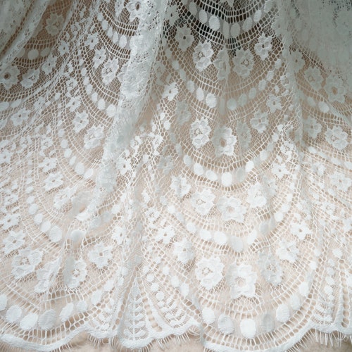 Soft Chantilly Lace Fabric in off White Wave Pattern Scallop | Etsy