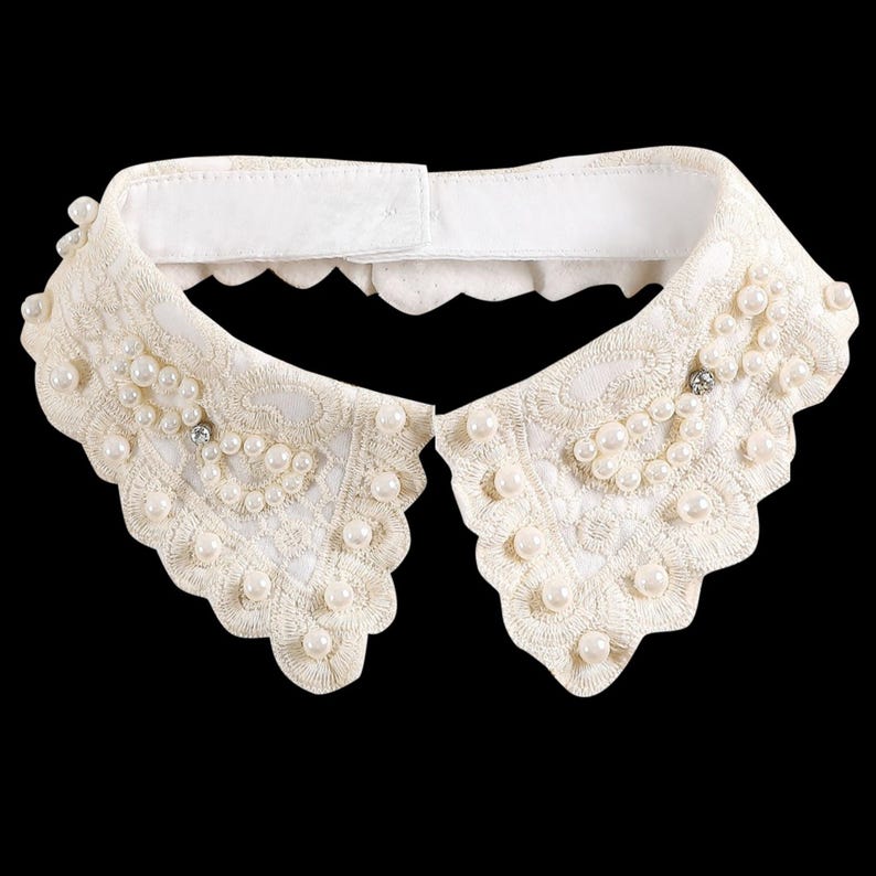 Decent Ivory Beading Pearls Lace Applique Collar Inbeige, Embroidery ...