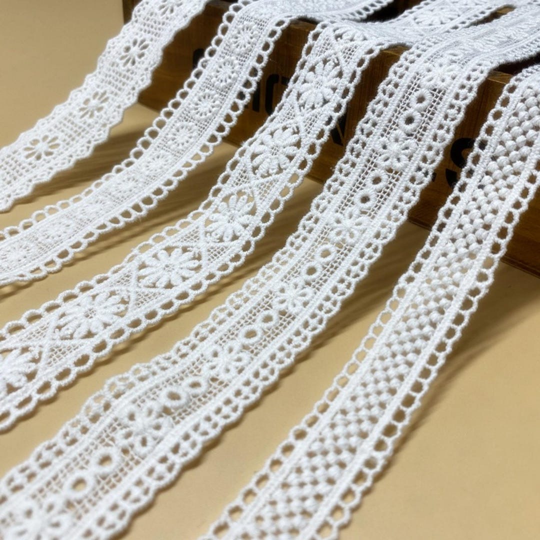 Cotton Daisy Flowers Lace Trim, off White Cotton Lace Trim, Sewing ...