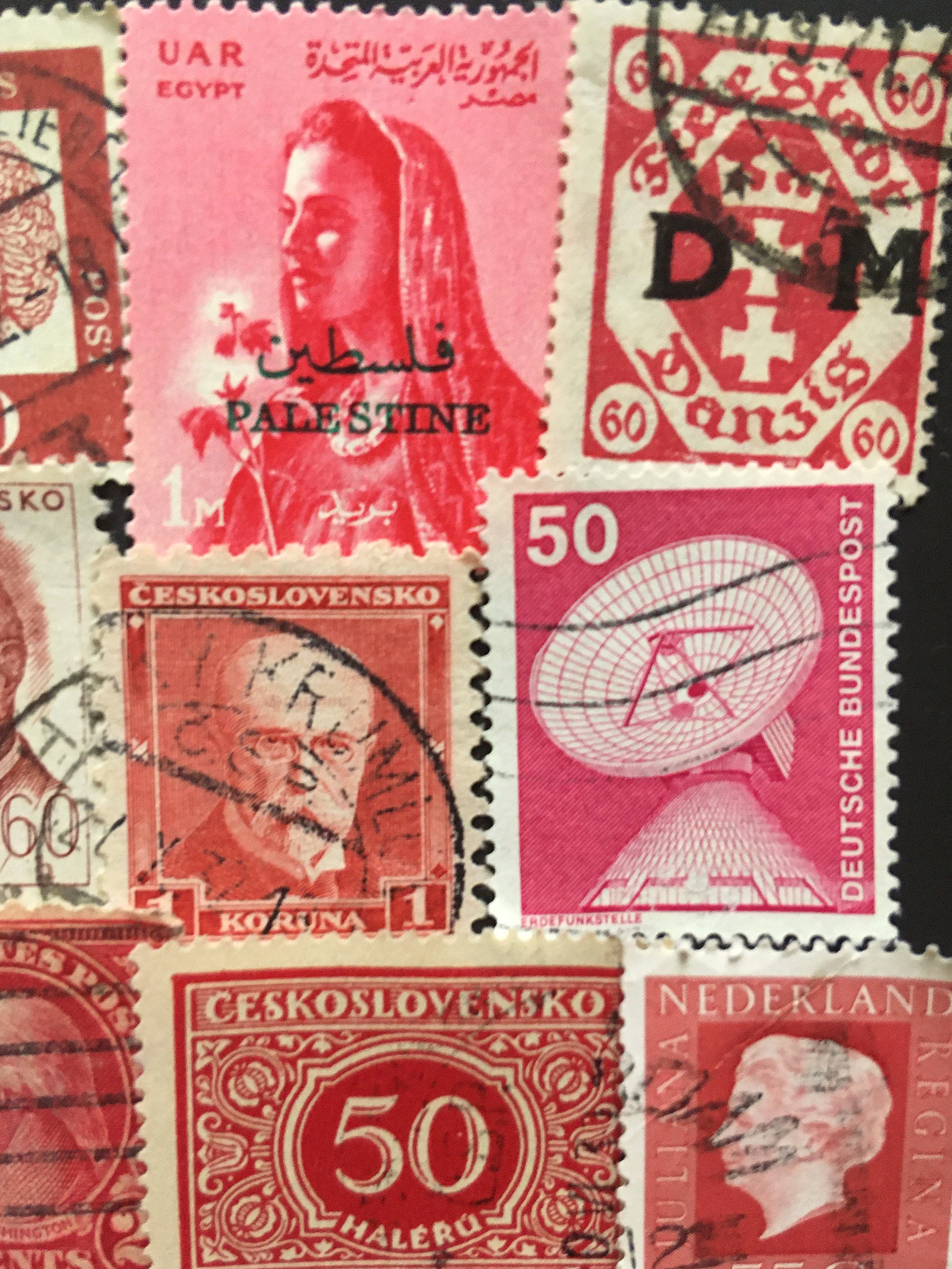 Pink vintage stamps 30 | Etsy