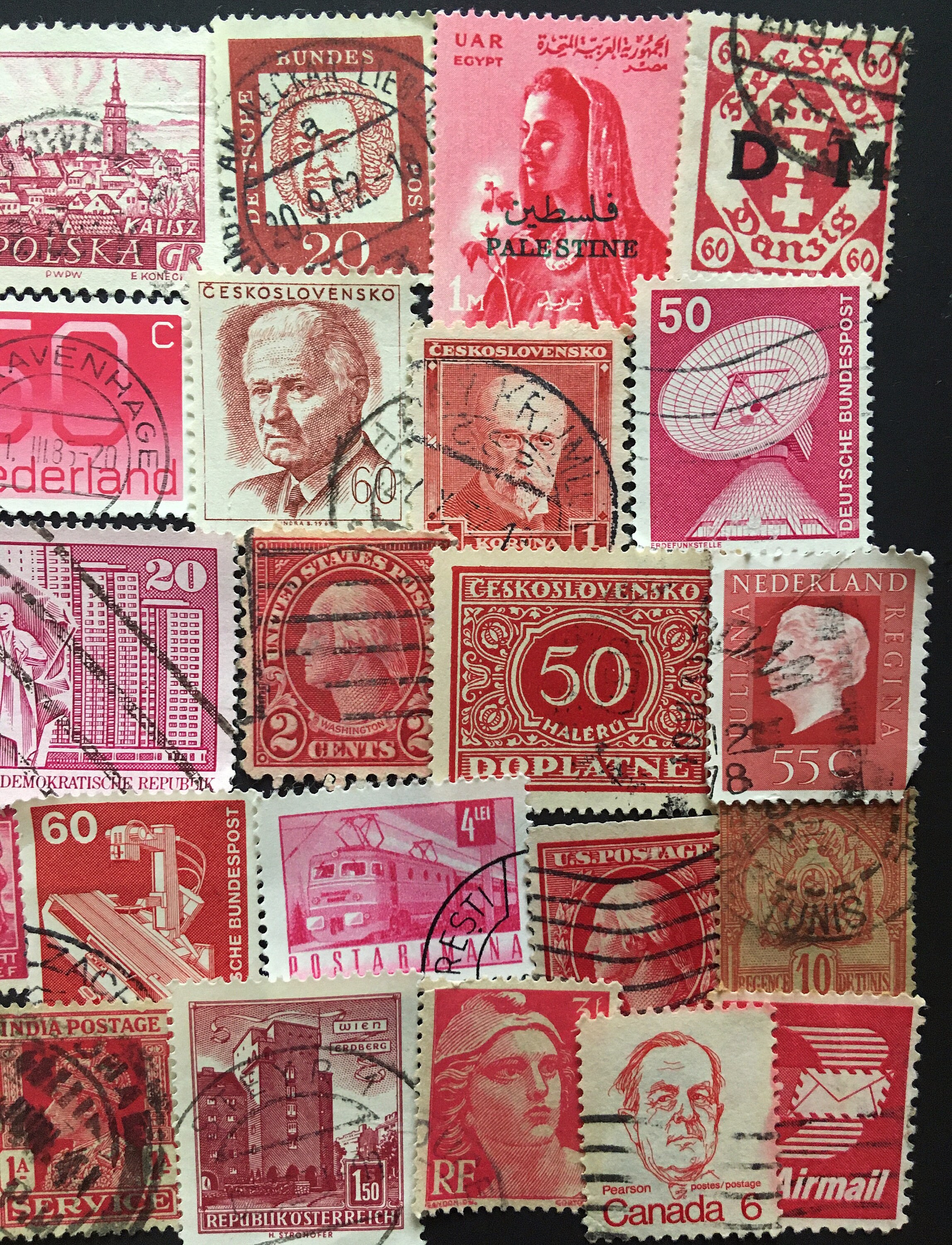 Pink vintage stamps 30 | Etsy