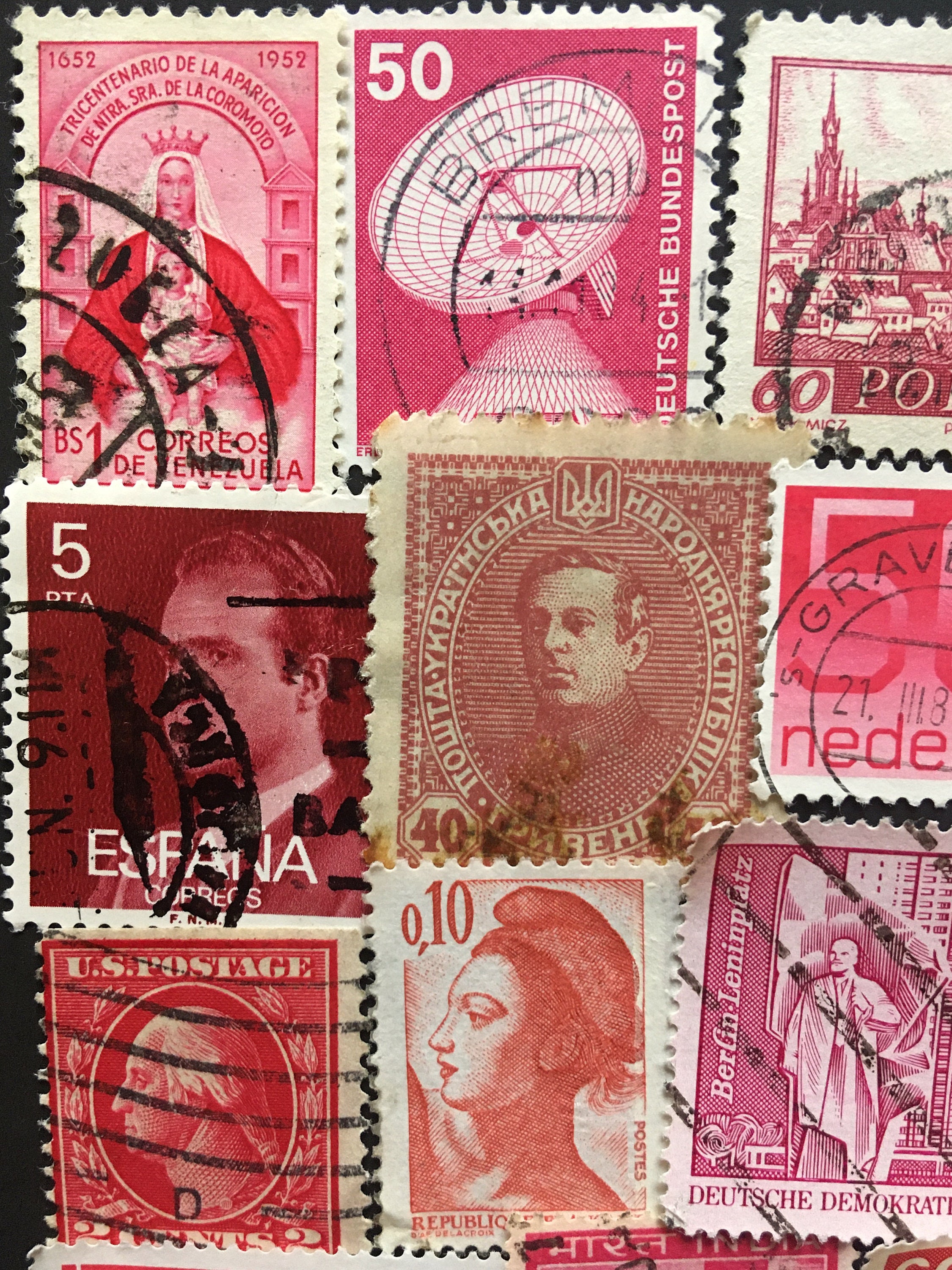 Pink vintage stamps 30 | Etsy