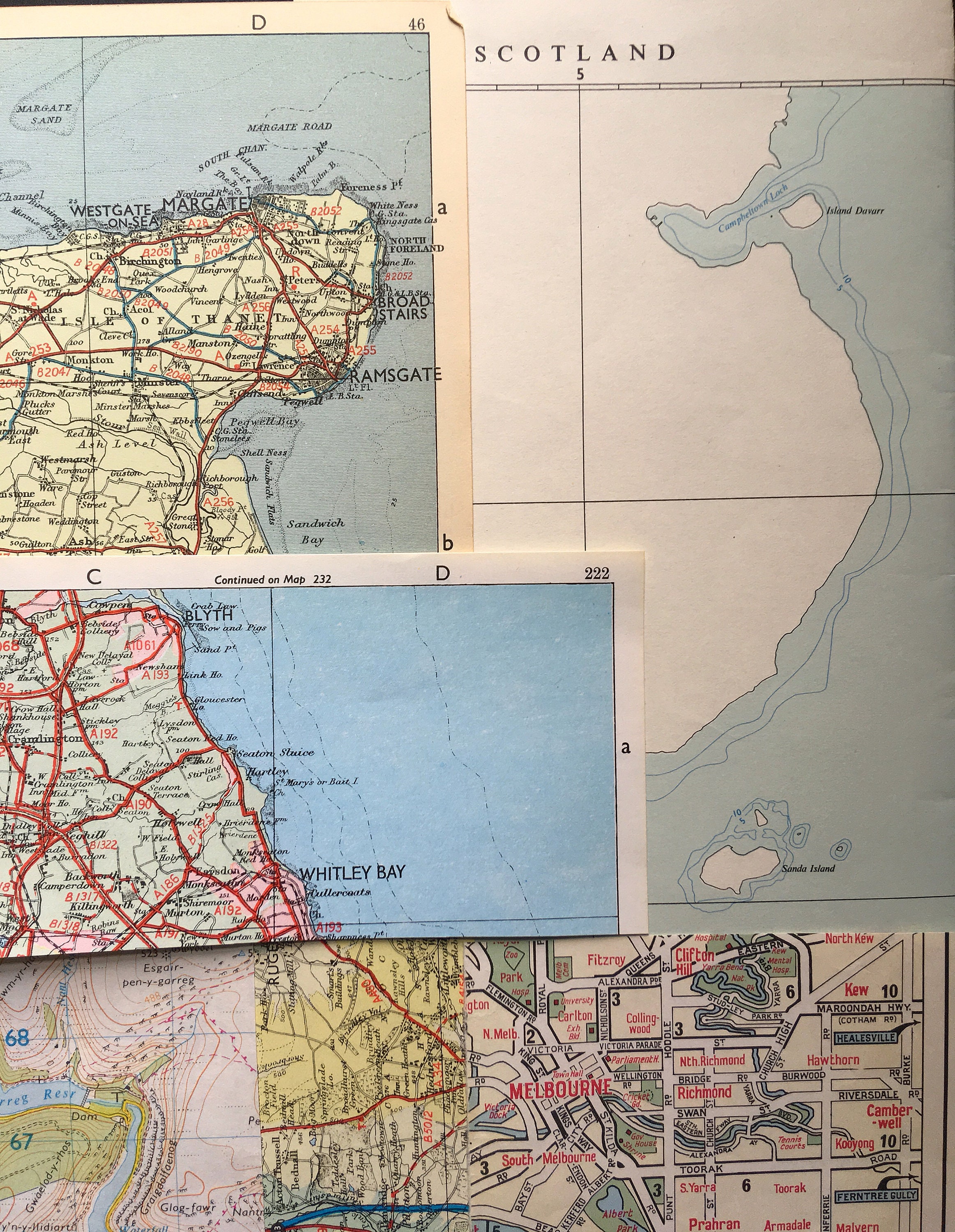 Blue vintage map and atlas ephemera pack | Etsy