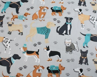 Dog Fabric Snow Day Dogs Winter Sledding Dogs by Petfriendly Dogs ...