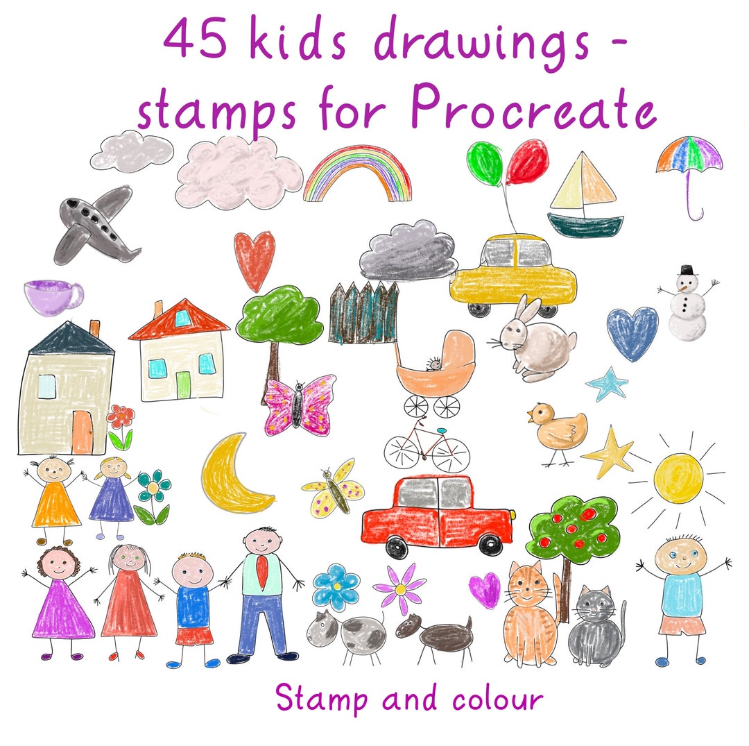 Procreate Stamps 45 Kids Drawings Stamps for Use on iPad - Etsy