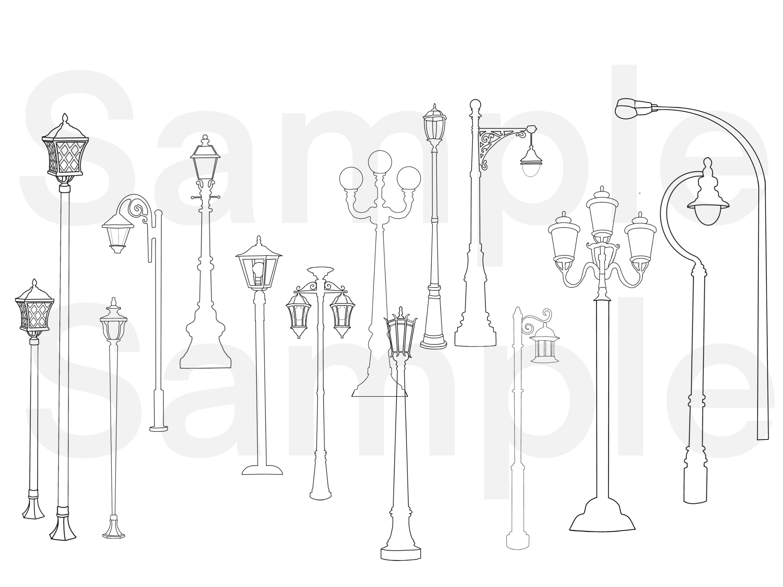 Procreate Stamps 14 Lamp Post Stamps for Use on iPad Invitations ...