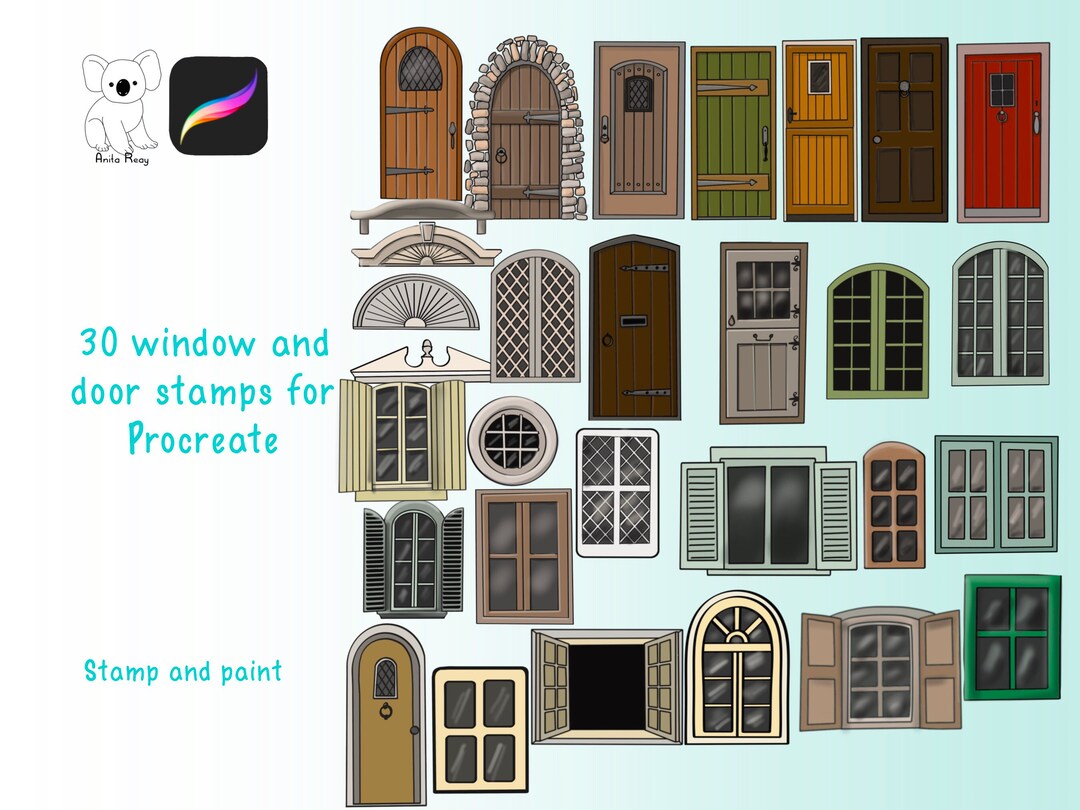 Procreate Stamps Windows Doors and Pediments 30 Stamps for - Etsy