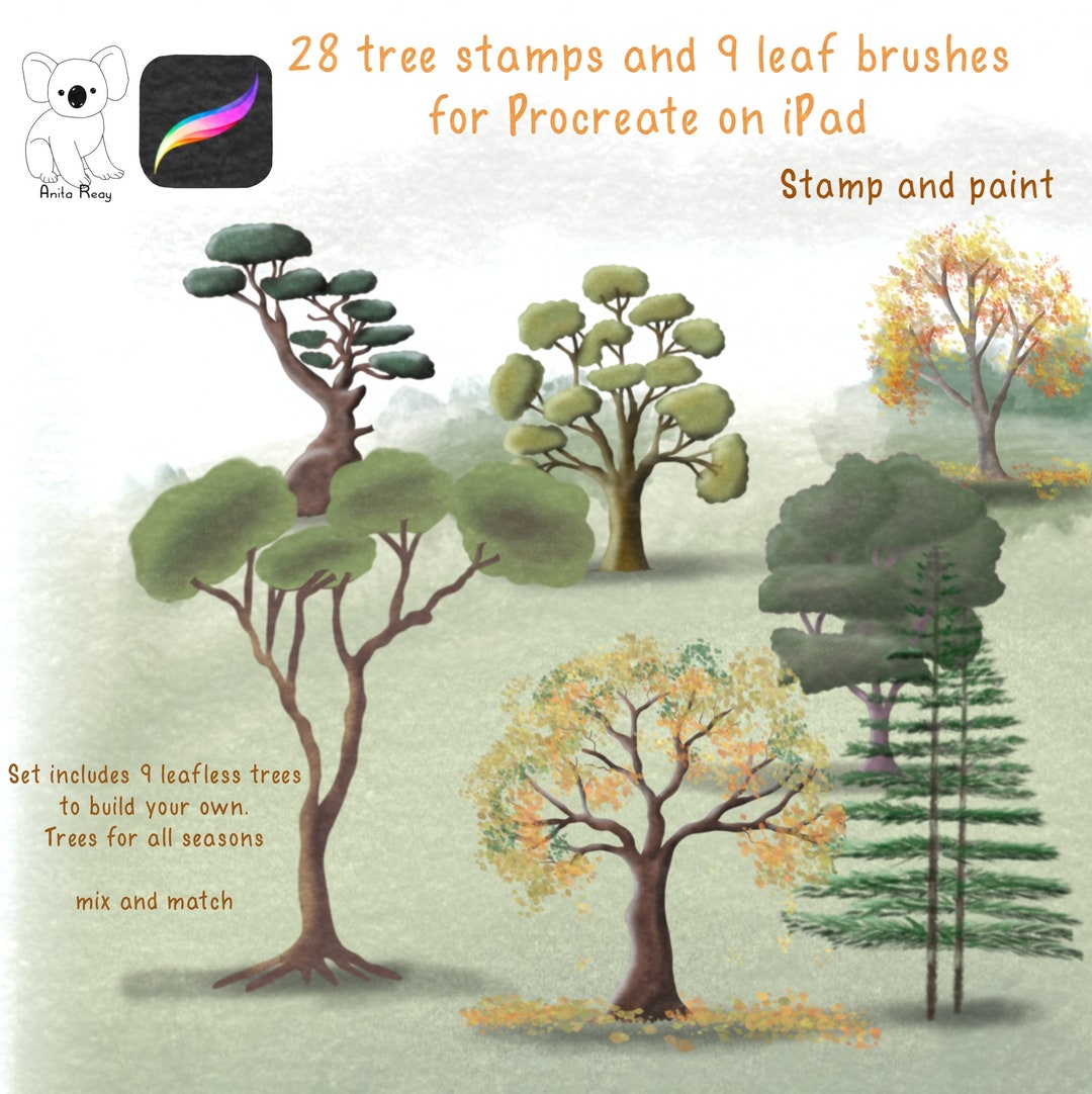 25 Tree Stamps -line Art Stamp and Colour- Invitations , Trees, Print ...