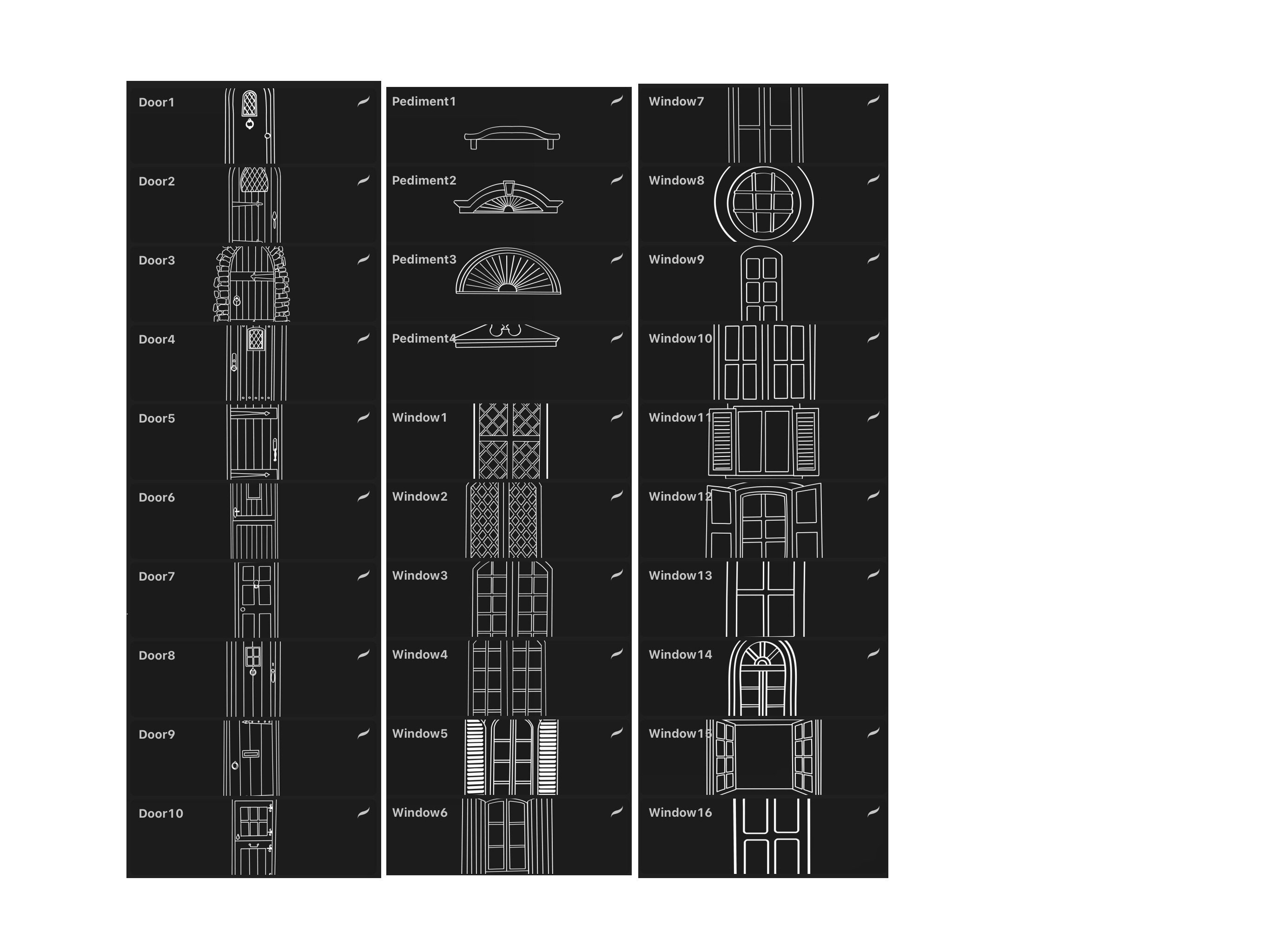 Procreate stamps windows doors and pediments 30 stamps for | Etsy