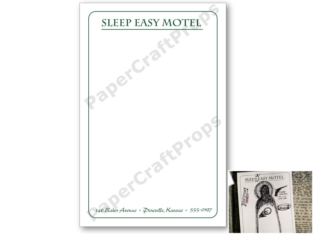 Supernatural "sleep Easy Motel" Notepad Paper Replica - Etsy