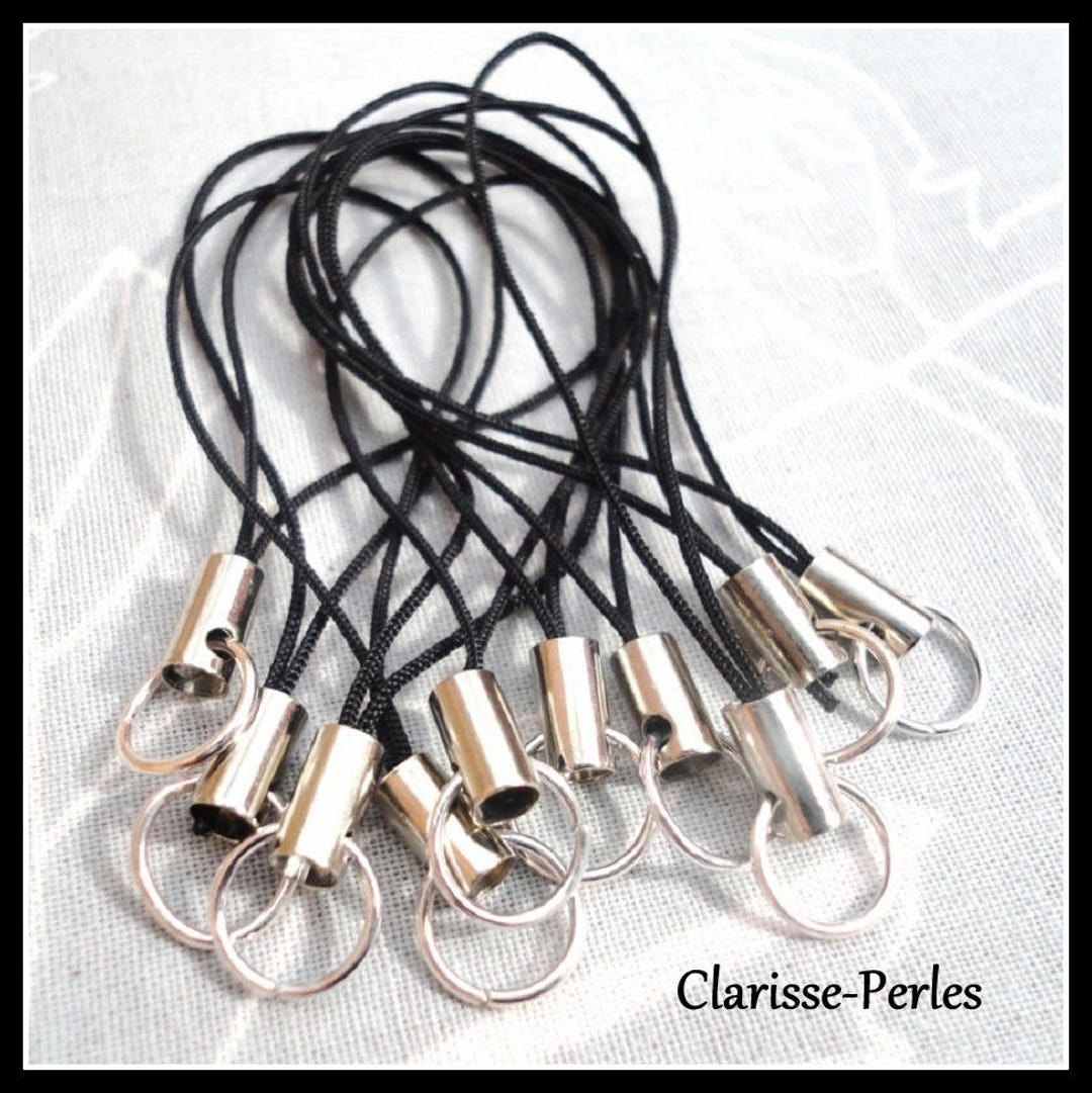 Black Mobile Cell Phone Cords With Rings, Cell Phone Straps, Lanyard ...