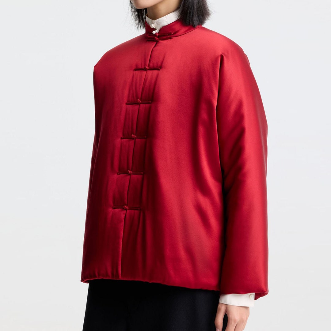 22236---heavy Weight Silk Charmeuse Chinese Down Coat in Jujube Red ...