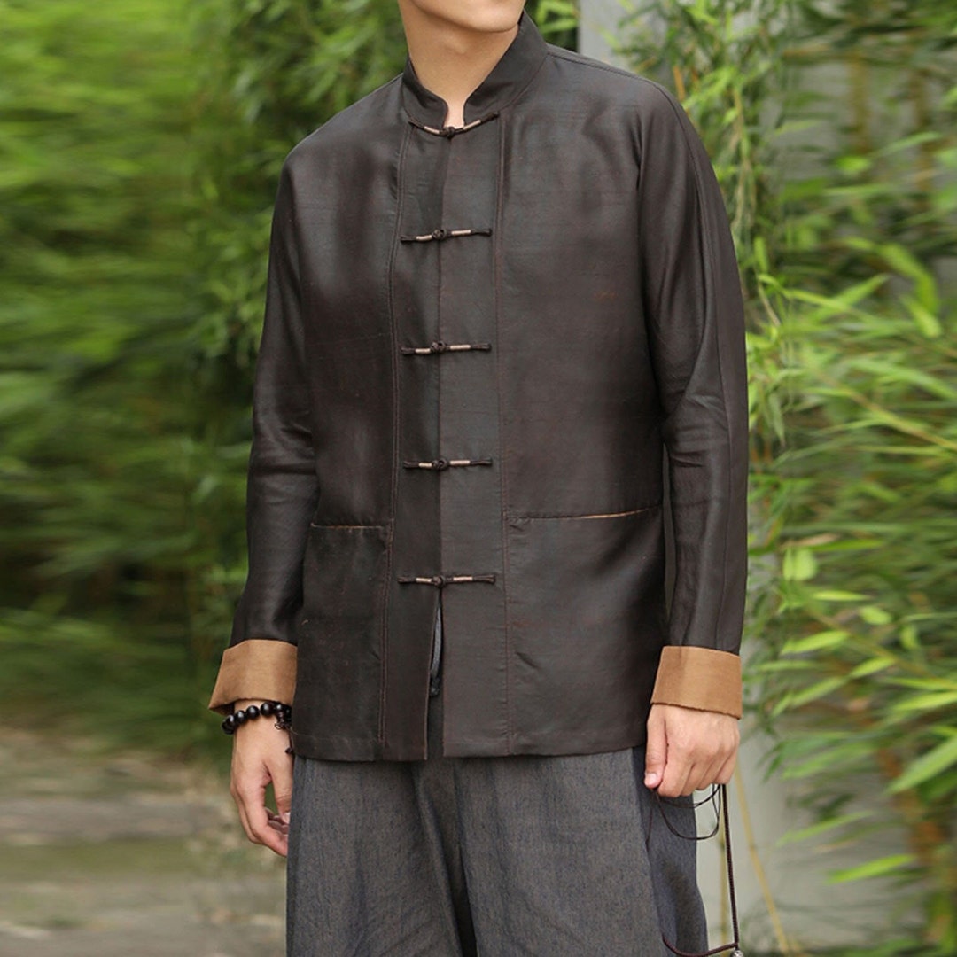 22312---men's Mud Dupioni Silk Chinese Jacket, Gambiered Silk Cheongsam ...