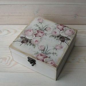 Wooden Tea Box With Roses. Tea Lover Gift - Etsy