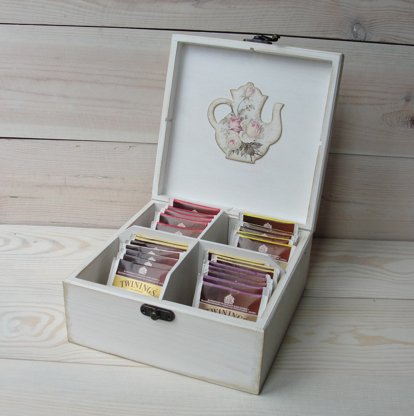 Wooden Tea Box With Roses. Tea Lover Gift - Etsy