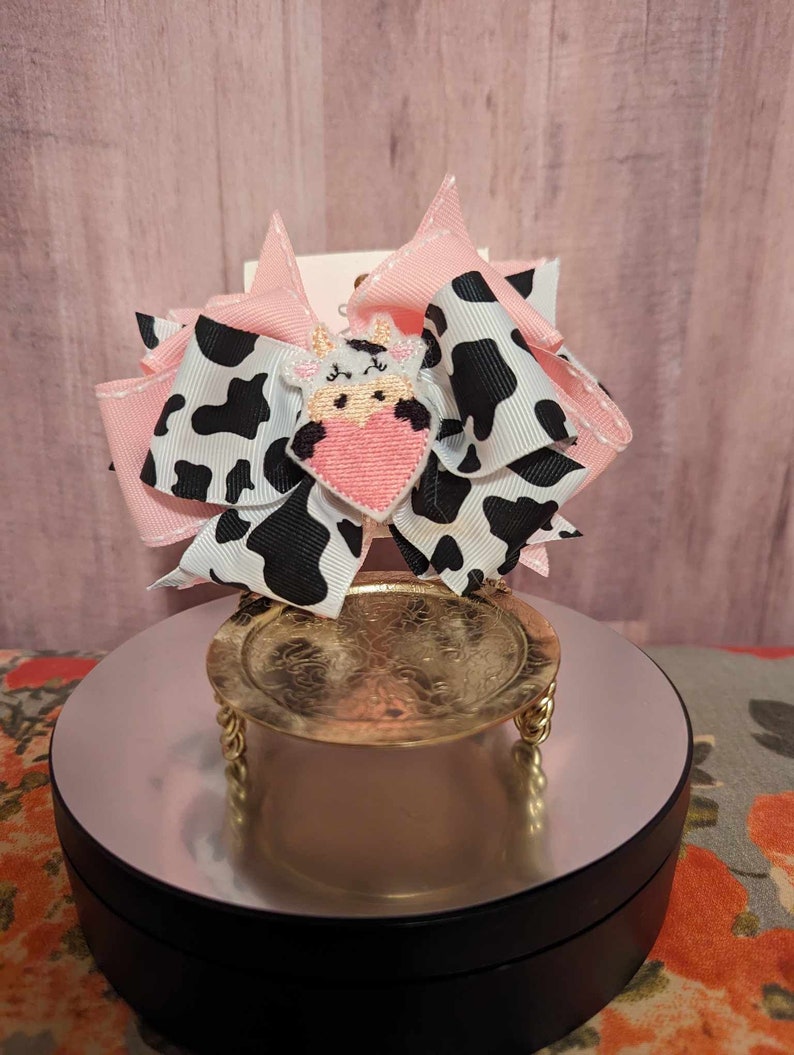 Cute Cow Print Hairbow Handmade Girls - Etsy