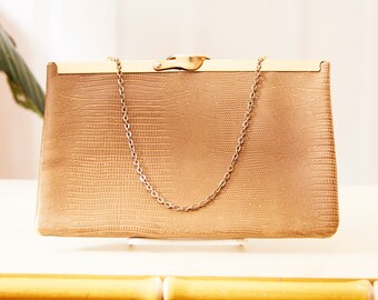 Tan leather clutch | Etsy