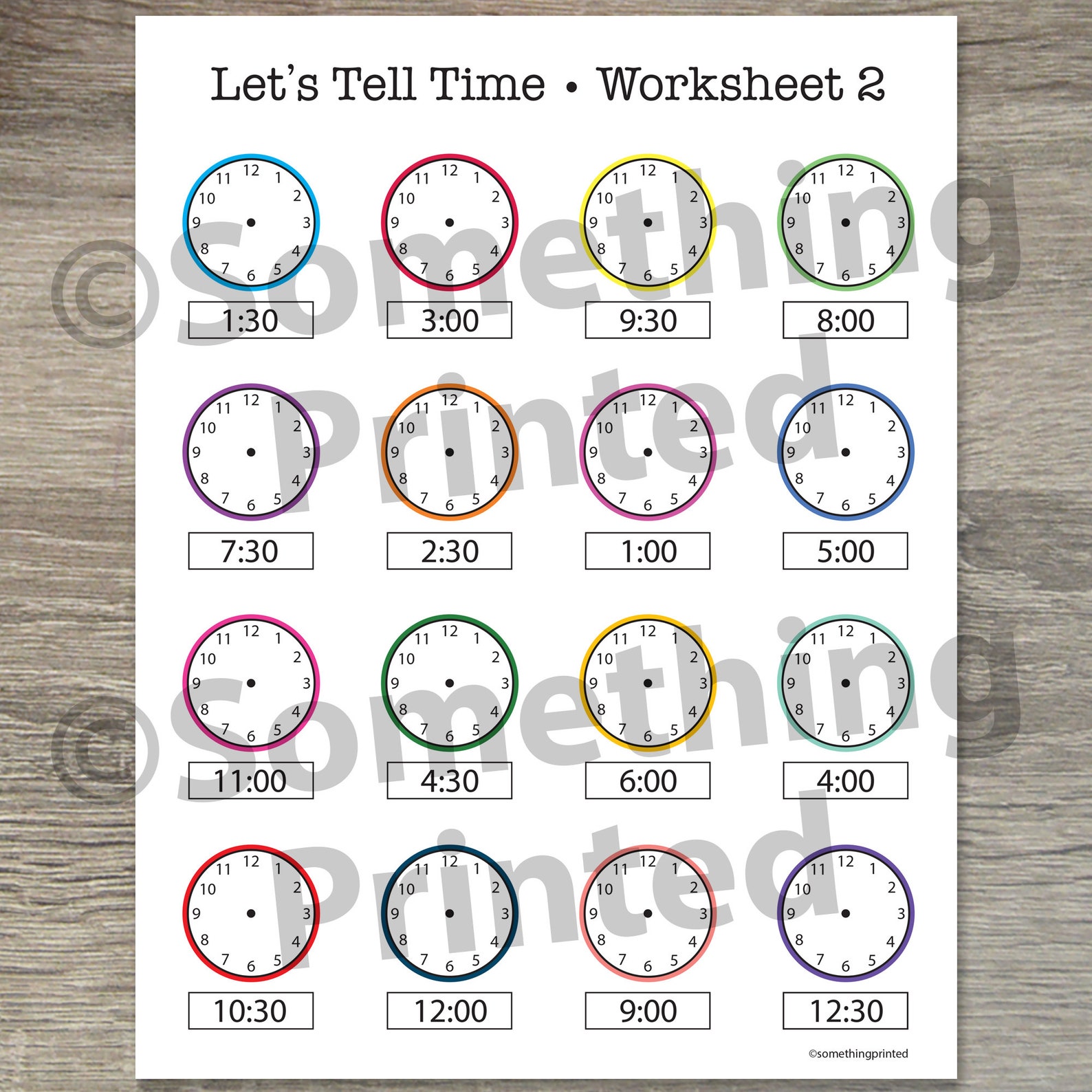 Telling Time Printable Telling Time Clock Worksheets - Etsy Canada