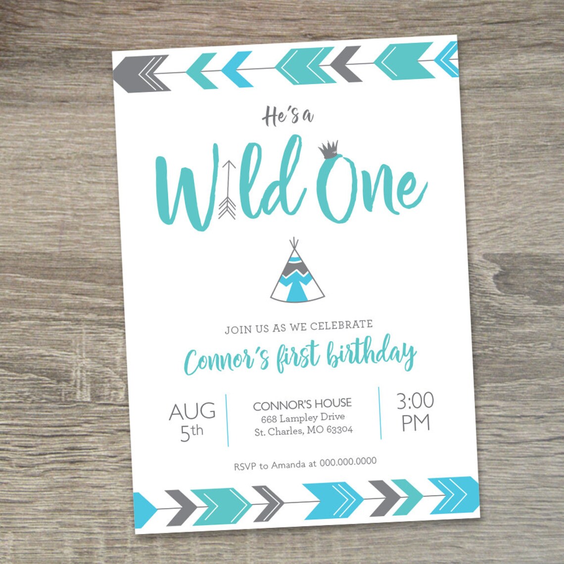 Wild One Birthday Boy Invitation | Wild One First Birthday Theme Boy - Etsy
