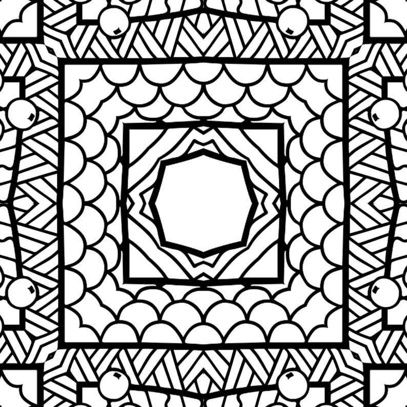 V5 20 Adult Coloring Pages Mandala Geometric Printable Digital PDF ...