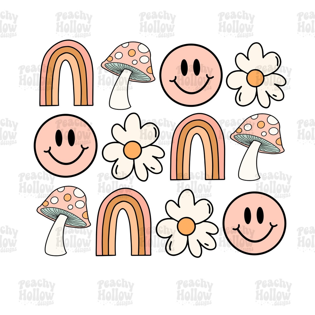 Retro Daisy Smiley Design for Sublimation Happy Png Retro Png Summer ...