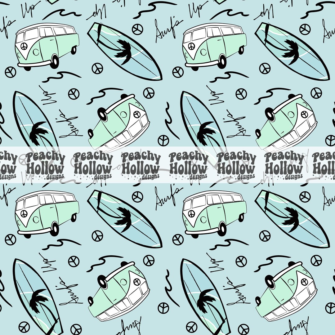 Seamless Surf's up Patterns Surfer Seamless Retro Beach Pattern Surface ...