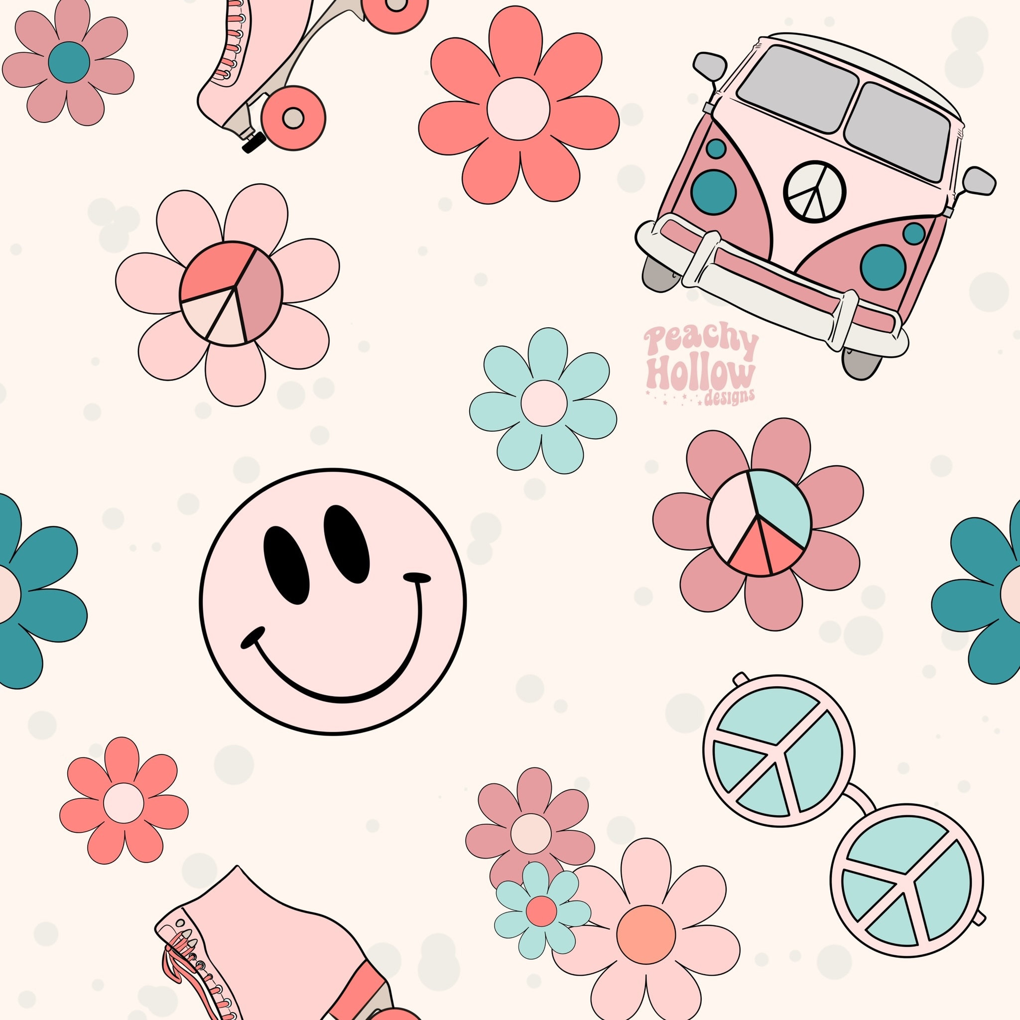 Seamless Hippie Smiley Pattern Background Repeating Patterns ...